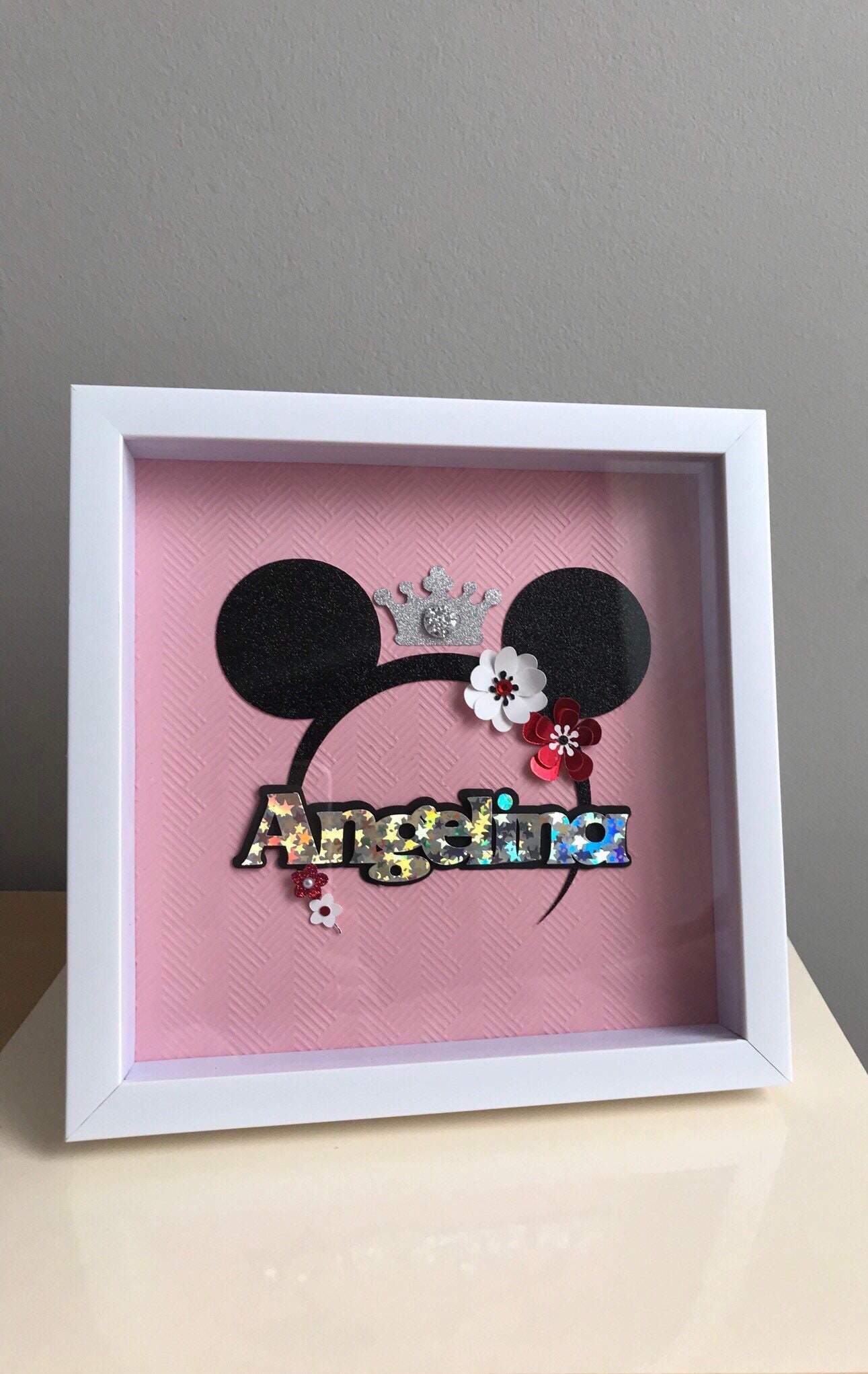 Minnie Mouse Shadow Box Frame Personalized Baby Gift Birthday | Etsy