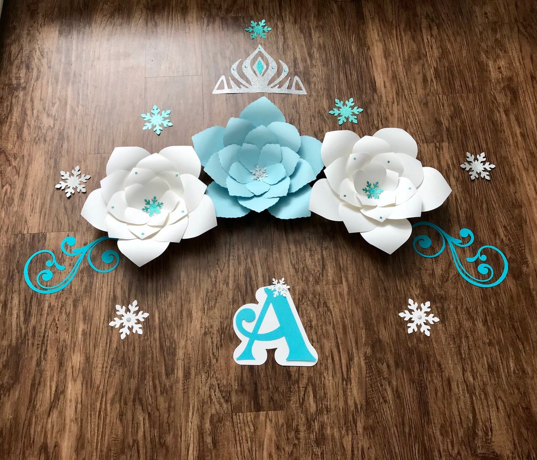 Frozen Elsa Paper Flowers, Wall Decor, Personalized Birthday Backdrop ...