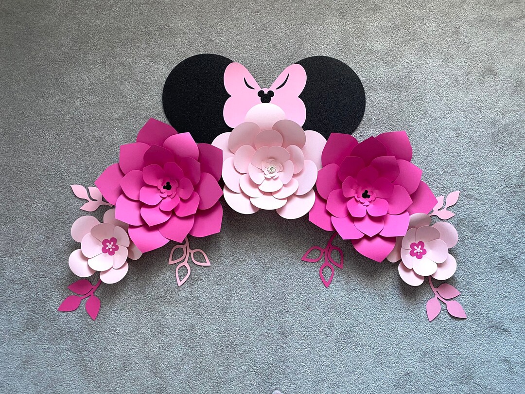 Minnie Flowers Nursery, Hot Pink Fuchsia, Baby Wall Decor, Minnie Mouse ...
