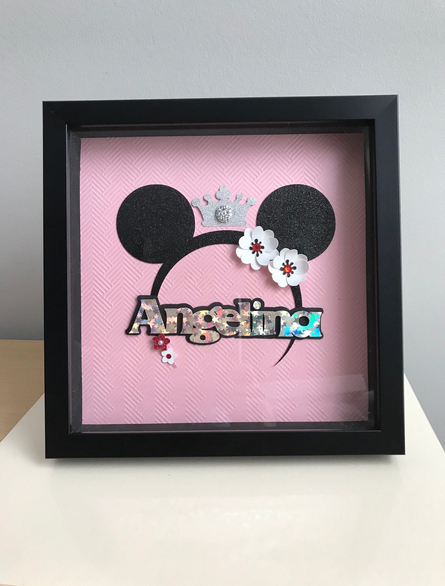 Minnie Mouse Shadow Box Frame Personalized Baby Gift Birthday | Etsy