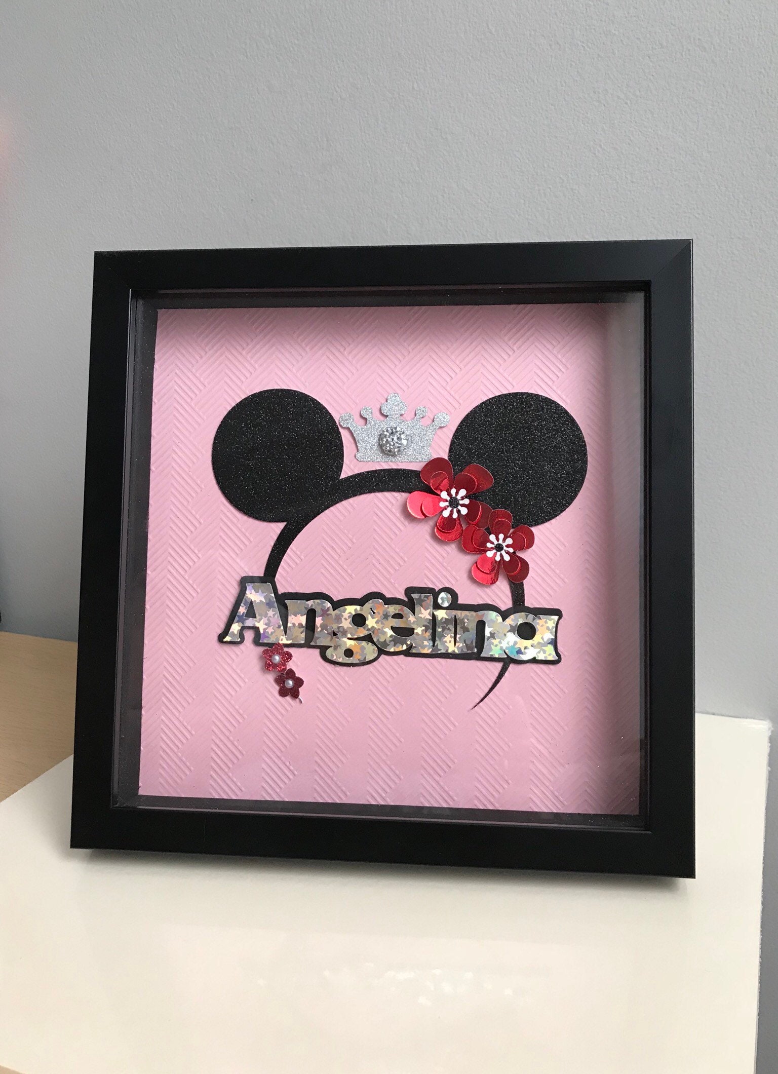 Minnie Mouse Shadow Box Frame Personalized Baby Gift Birthday | Etsy