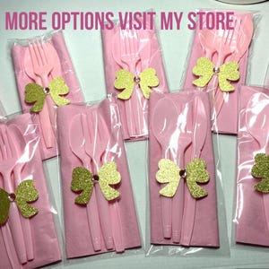 Utensils Set With Bow, Party Table, Wrapped Plastic Flatware, Coquette ...
