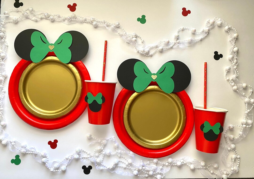Minnie Mouse Christmas Birthday Table Set Decor, Green Bow, Black or ...