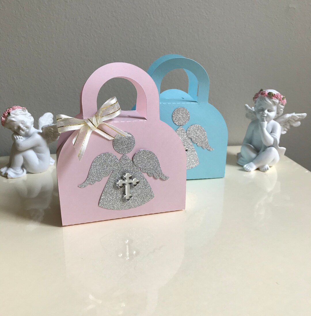 10 Christening Favor Bags, Angel Cross Baptism Favors Purse, Communion ...