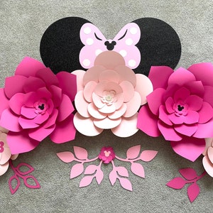 Minnie Nursery Hot Pink Fuchsia Paper Flowers, Pink Polka Dots Bow ...