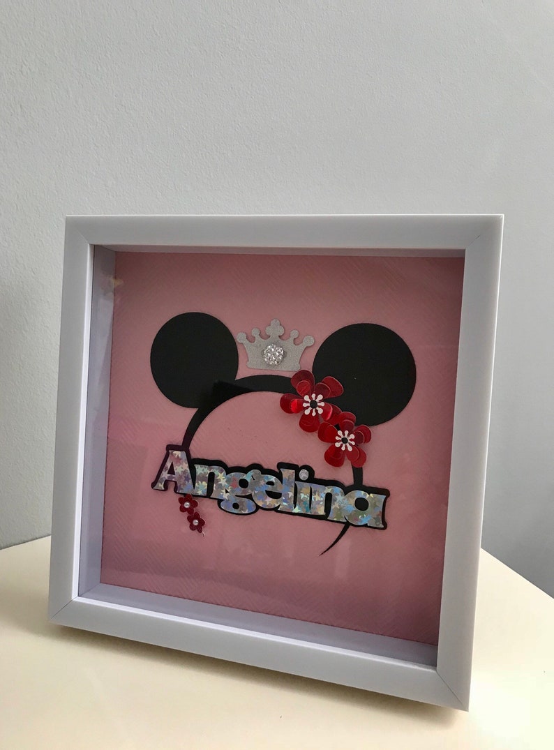 Minnie Mouse Shadow Box Frame Personalized Baby Gift Birthday - Etsy