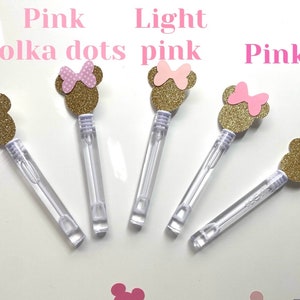 Minnie Mickey Mouse Favors Bubble Wands, Gold, Black, Pink, Minnie ...