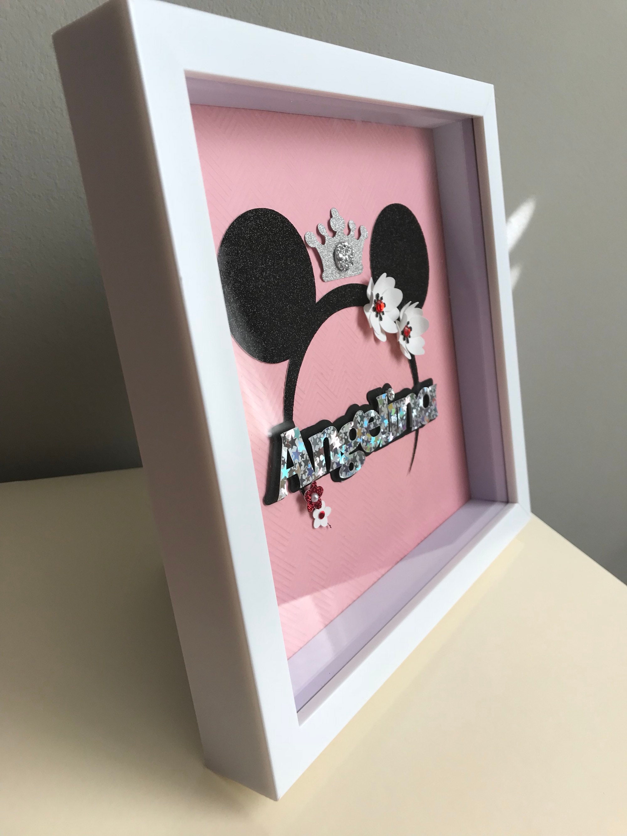 Minnie Mouse Shadow Box Frame Personalized Baby Gift Birthday | Etsy