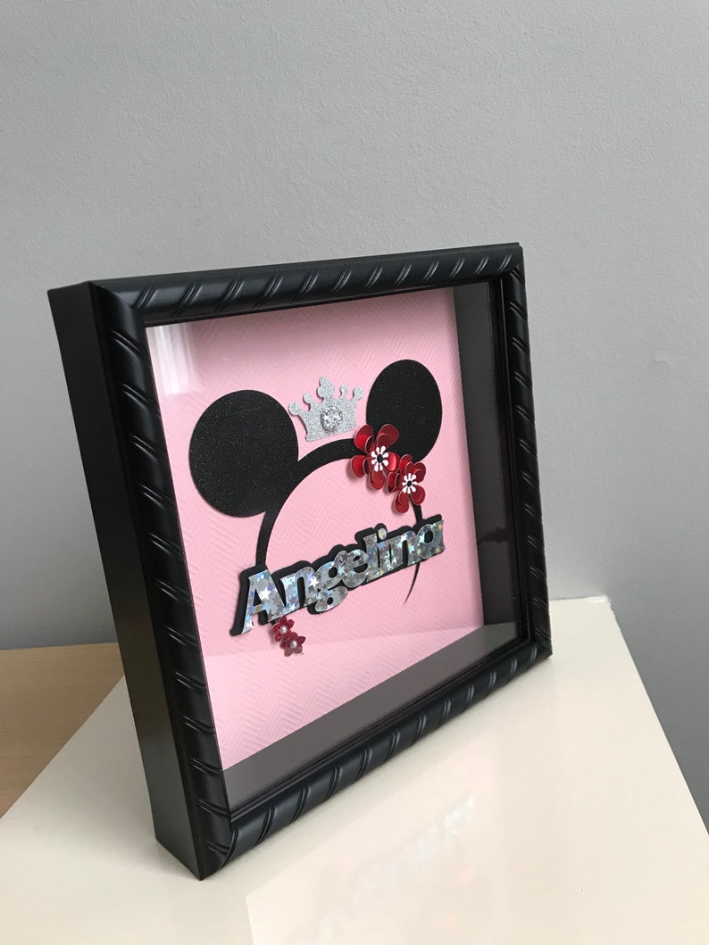 Minnie Mouse Shadow Box Frame Personalized Baby Gift Birthday - Etsy