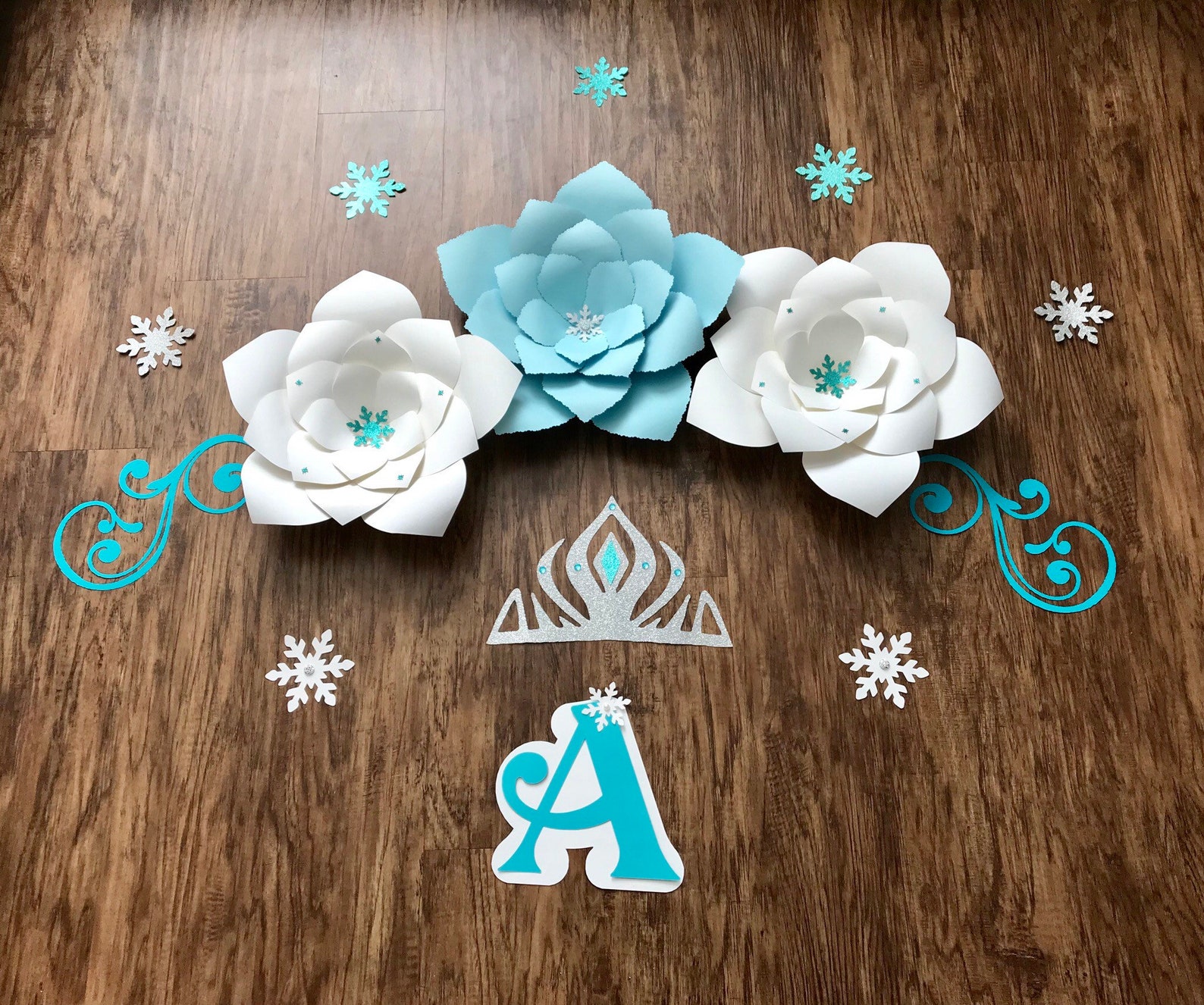 Frozen Elsa Paper Flowers Wall Decor Personalized Birthday | Etsy