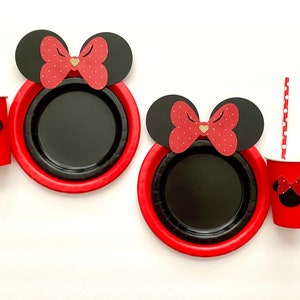 Minnie Mouse Plates Red Polka Dots Bow, Cups, Straws, Minnie Birthday ...