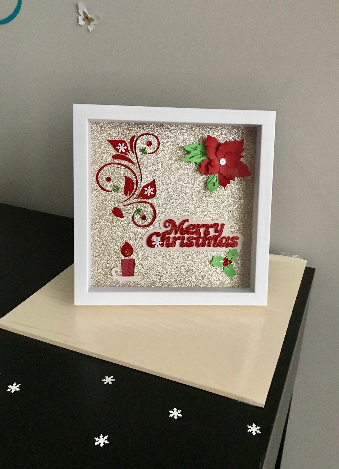 Merry Christmas Shadow Box Frame, Feliz Navidad, Christmas Present ...
