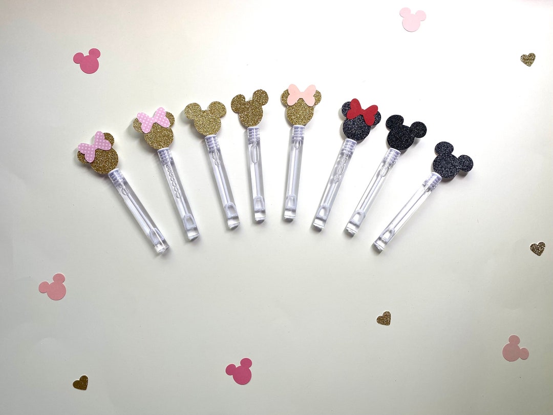 Minnie Mickey Mouse Favors Bubble Wands, Gold, Black, Pink, Minnie ...