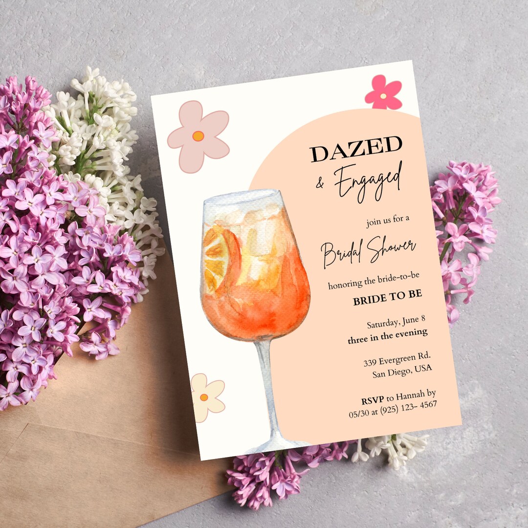 Bridal Shower Invitation Template, Dazed and Engaged, Editable Bridal ...