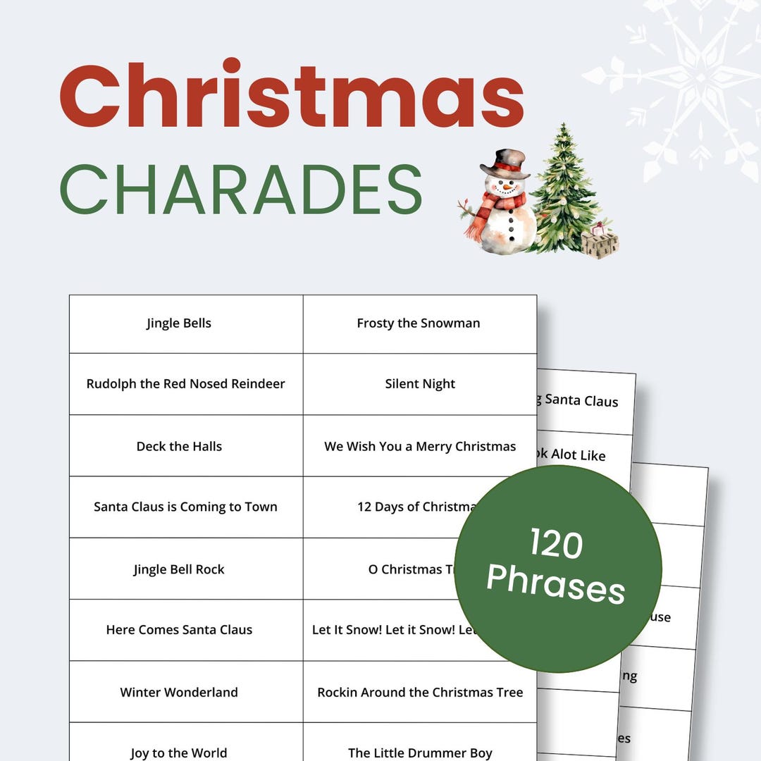Christmas Charades Game | Kid's Game | Instant Download | Printable ...