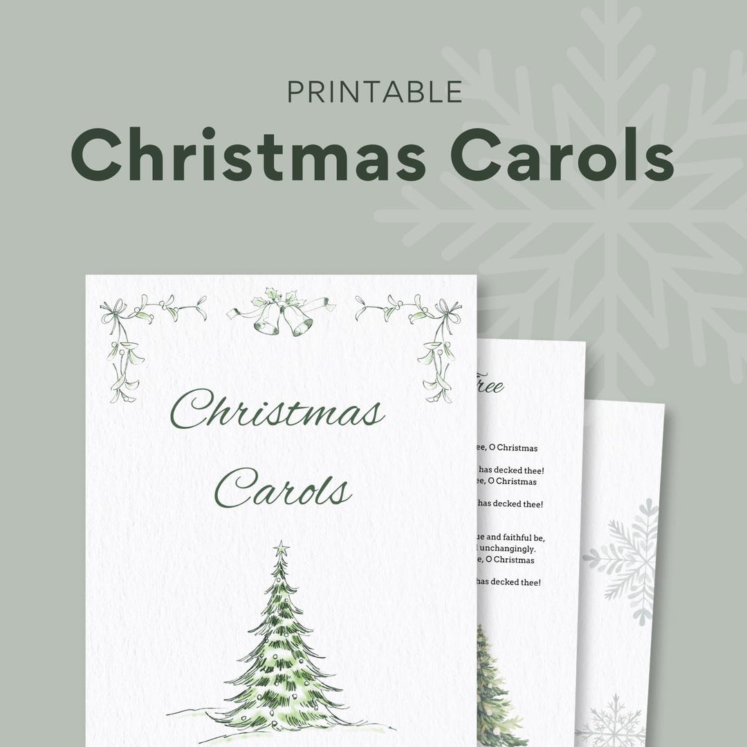 Christmas Carol Songbook: 12 Holiday Songs (printable Digital Download ...
