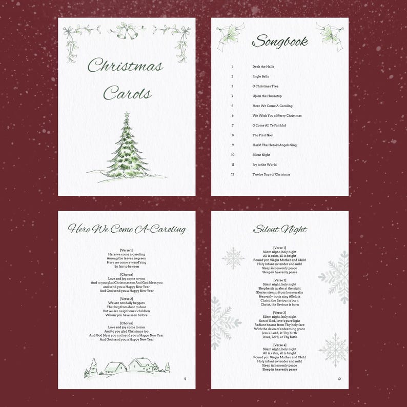 Customizable Christmas Carol Songbook: 20 Holiday Songs (printable ...