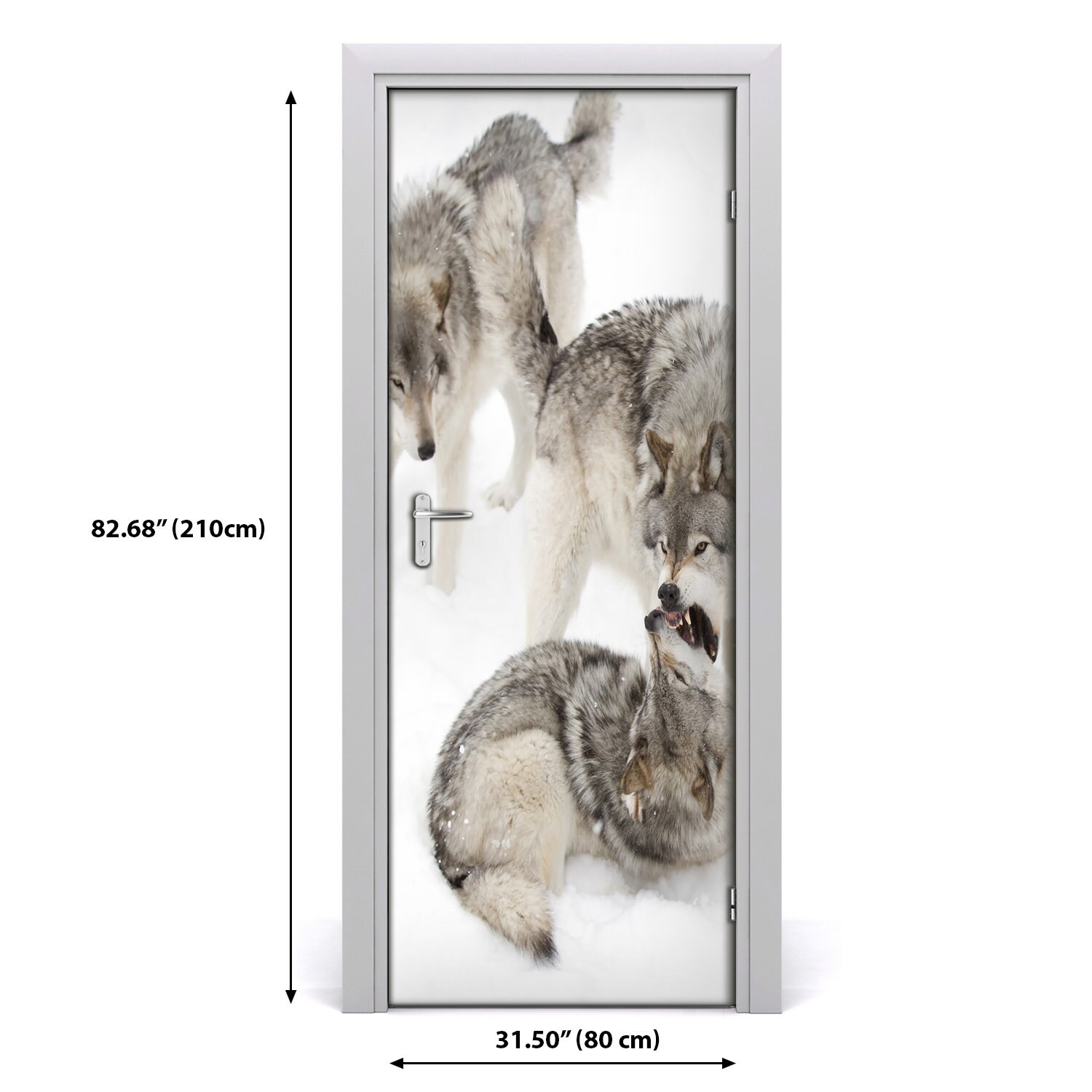 Home Decor Door Sticker Bubble Free Decal Animals Gray wolves sold by ...