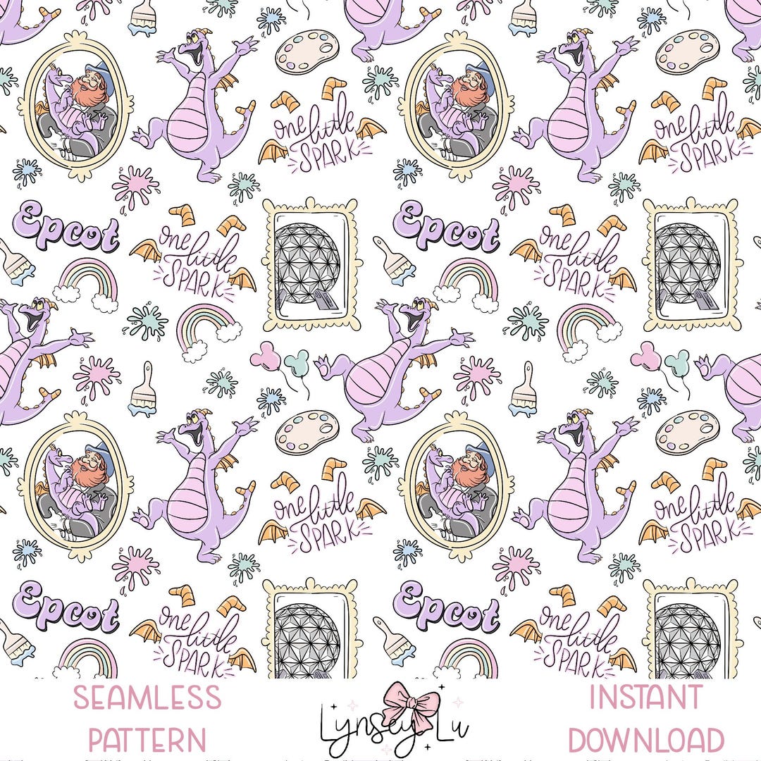Figment Epcot Seamless Doodle, Digital Paper, Retro Mouse Pattern ...