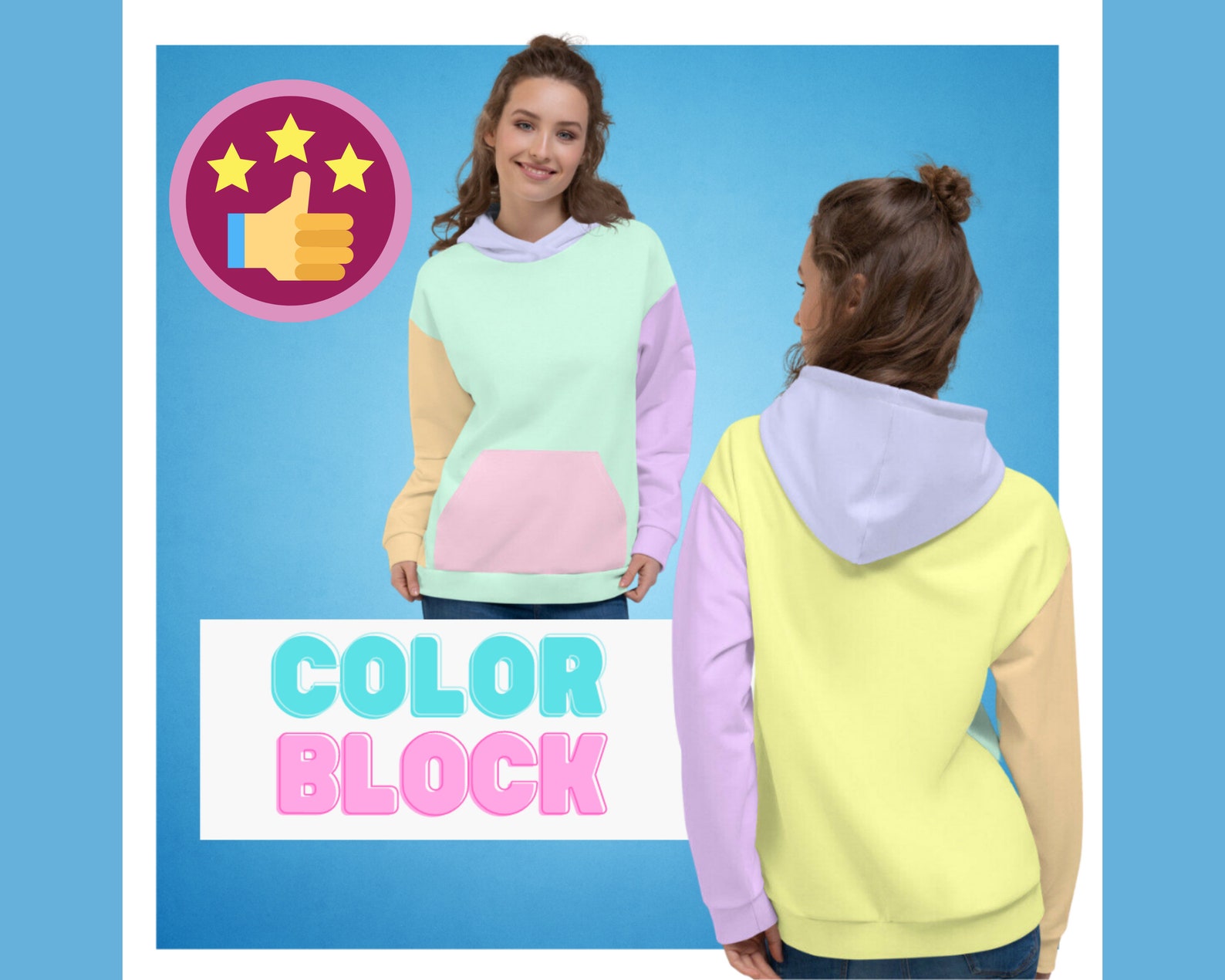 Colorblock / Colorblocking Pastel Colors Unisex Hoodie | Etsy