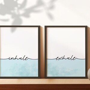 Inhale Exhale Print, Set of 2, Yoga Poster, Bedroom Wall Art, Yoga ...