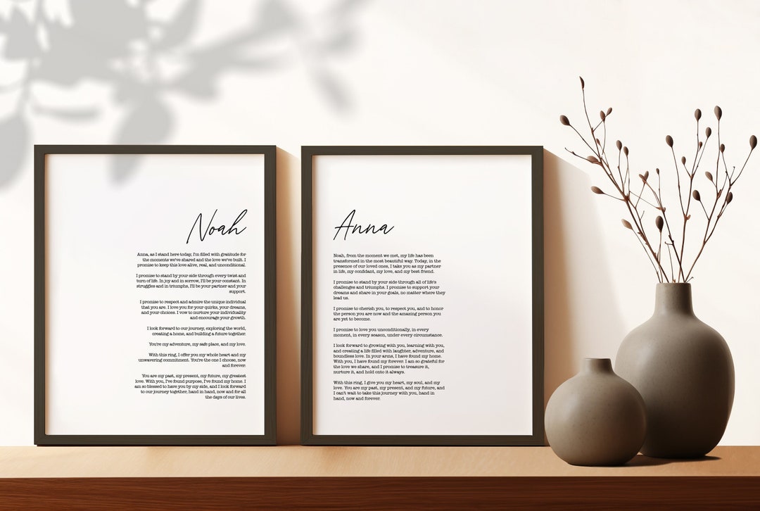 Personalized Wedding Vows Prints, Set of 2, Gift for Wedding ...