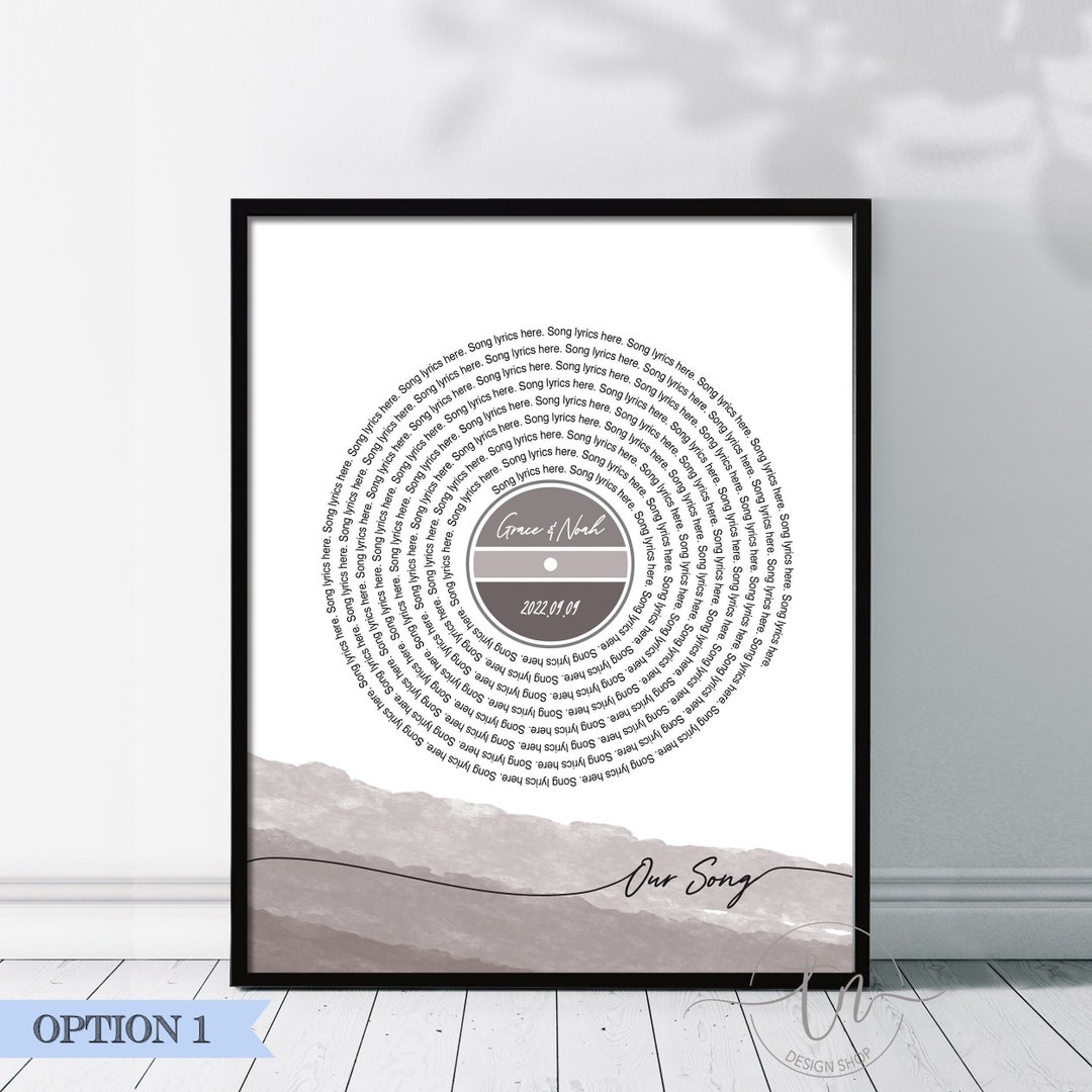 Personalized Song Lyrics Vinyl Record Print, Custom Music Gift First ...