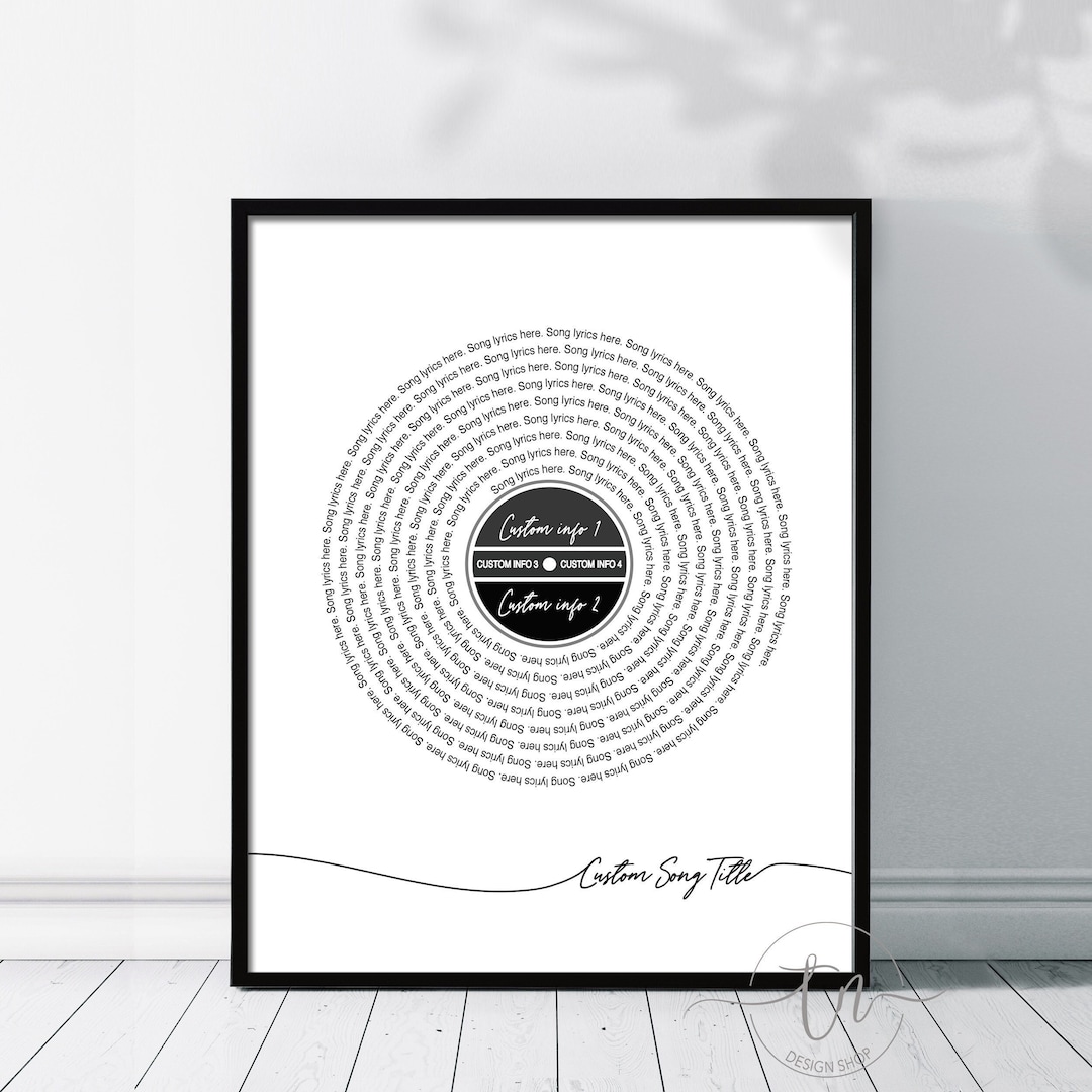 Personalized Song Lyrics Record Print for First Dance, Custom Wall Art ...