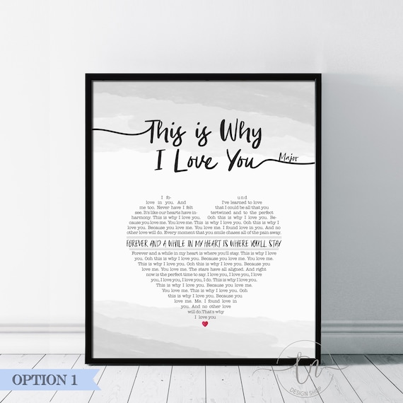 Personalized Heart Shape Lyrics Print Anniversary Gift First - Etsy