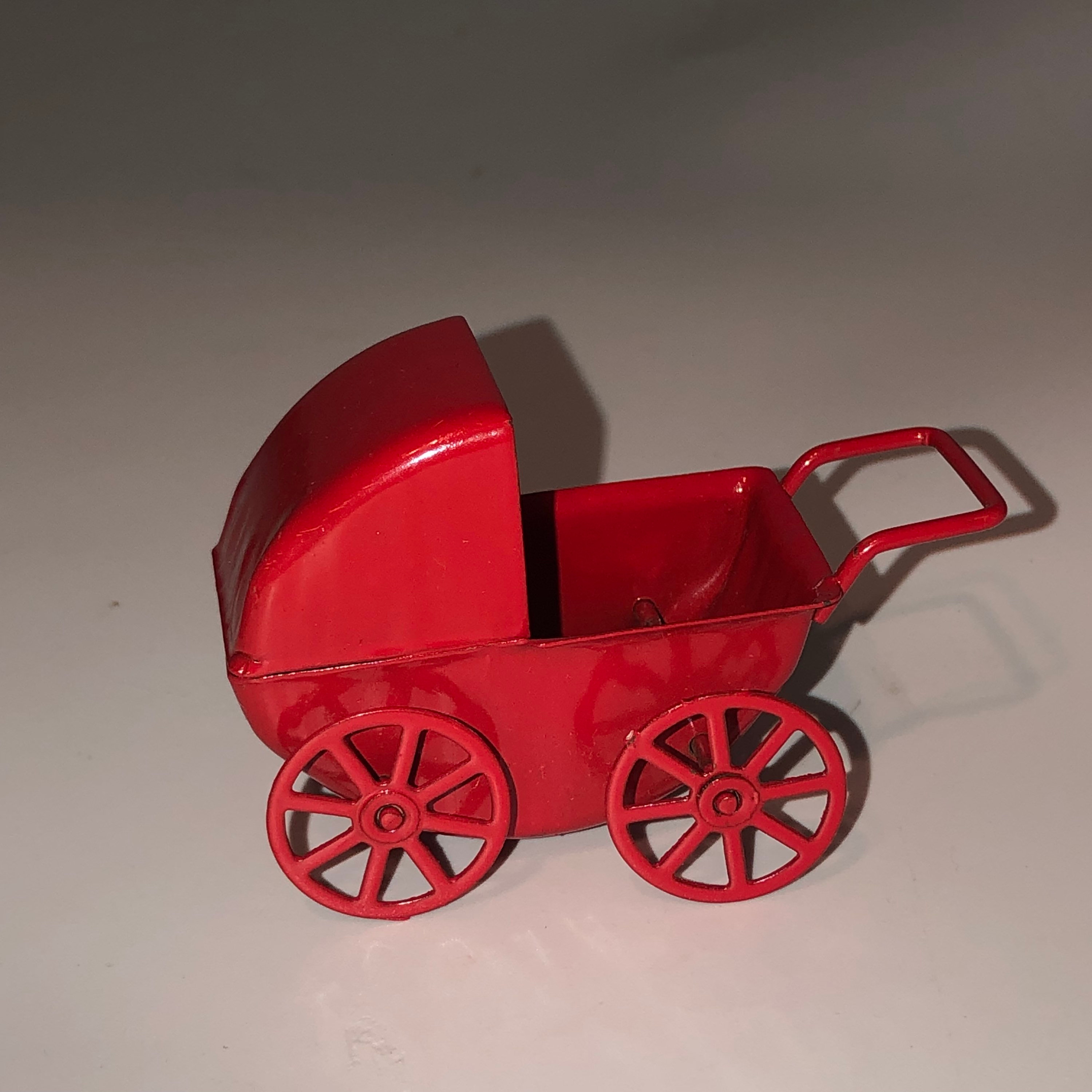 Vintage Red Metal Miniature Dollhouse Baby Stroller Figurine - Etsy