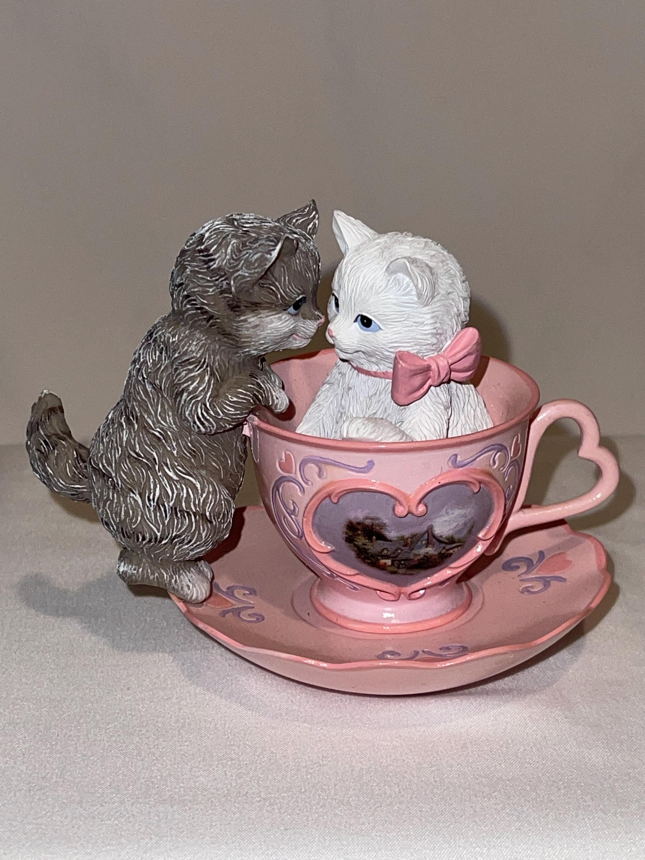 Thomas Kincaid Tea-rrific Kittens Figurine 2 Cats in Pink Tea Cup 3.5" Tall - Etsy