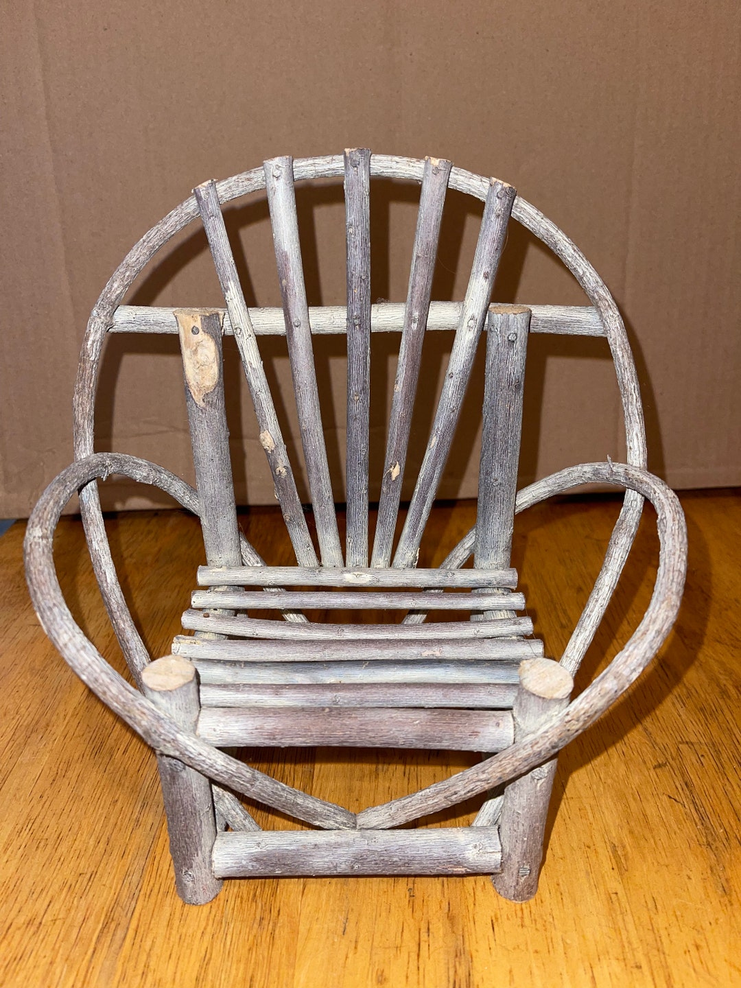 Folk Art Bent Rustic Wood Sticks Miniature Chair Dolls Decor 8“ X 9“ - Etsy