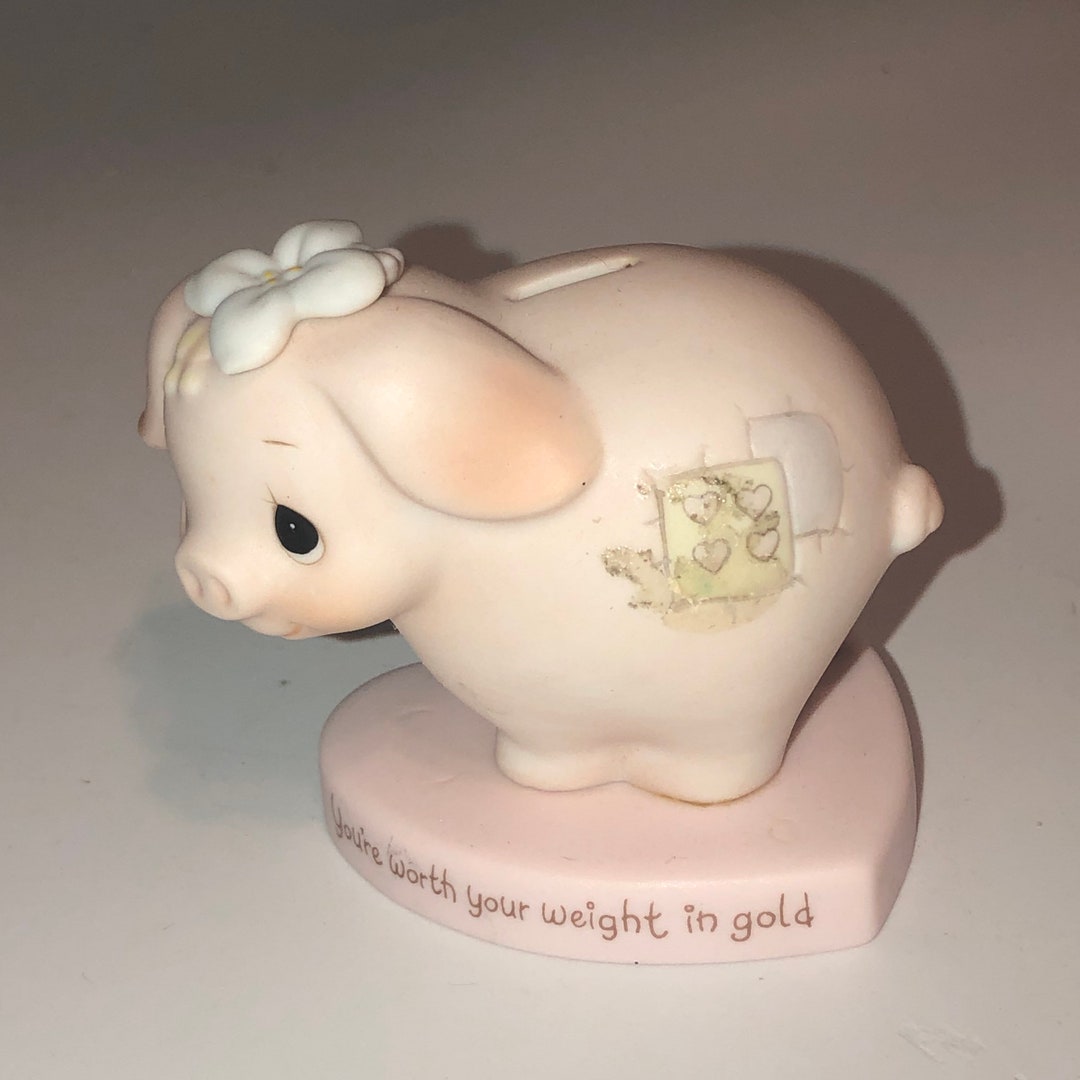 Vintage Ceramic Precious Moments Pig Figurine With Weight in Gold - Etsy