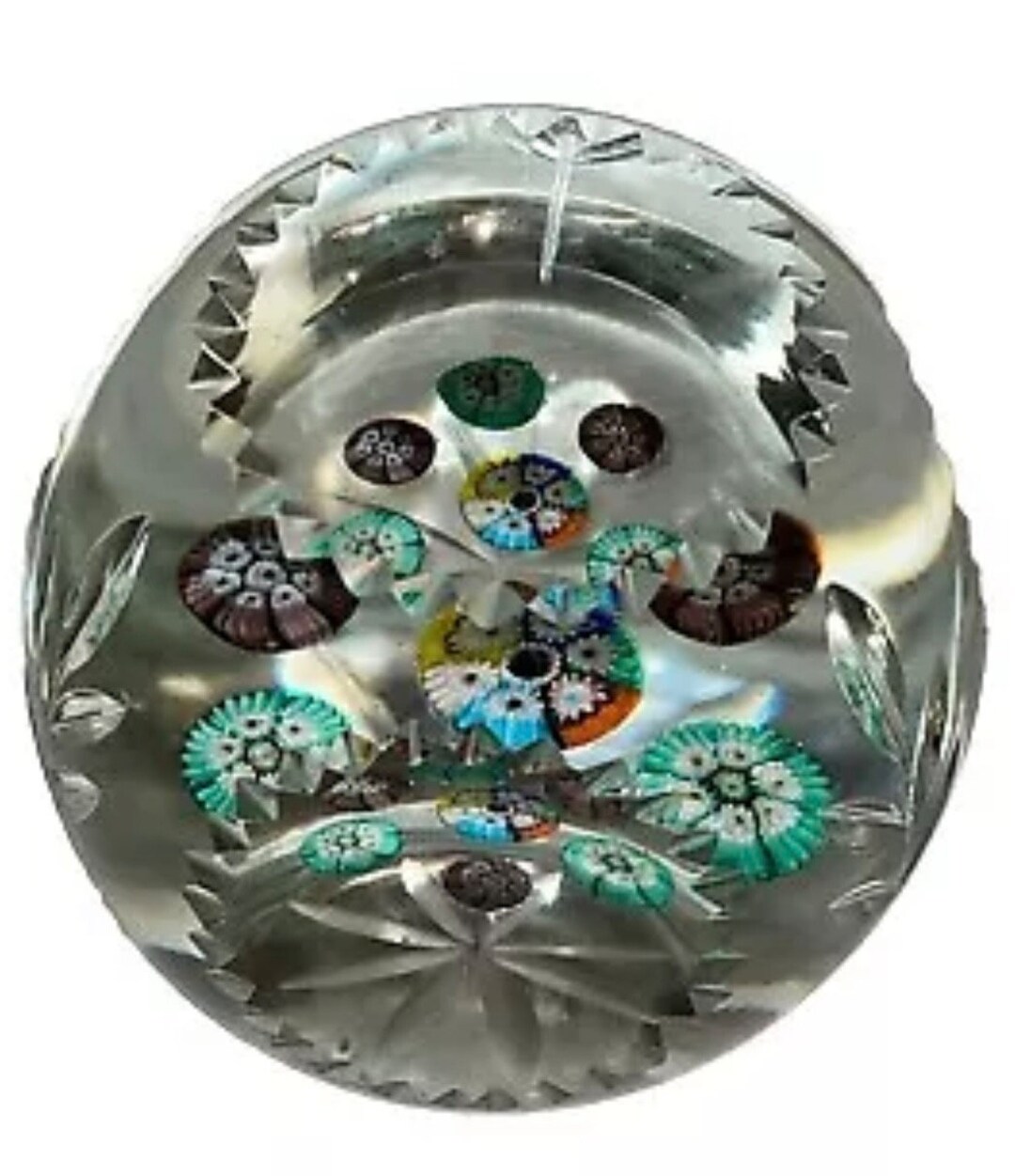 RARE OOAK Murano ? Faceted Floating Millefiori Paperweight Paper Weight ...