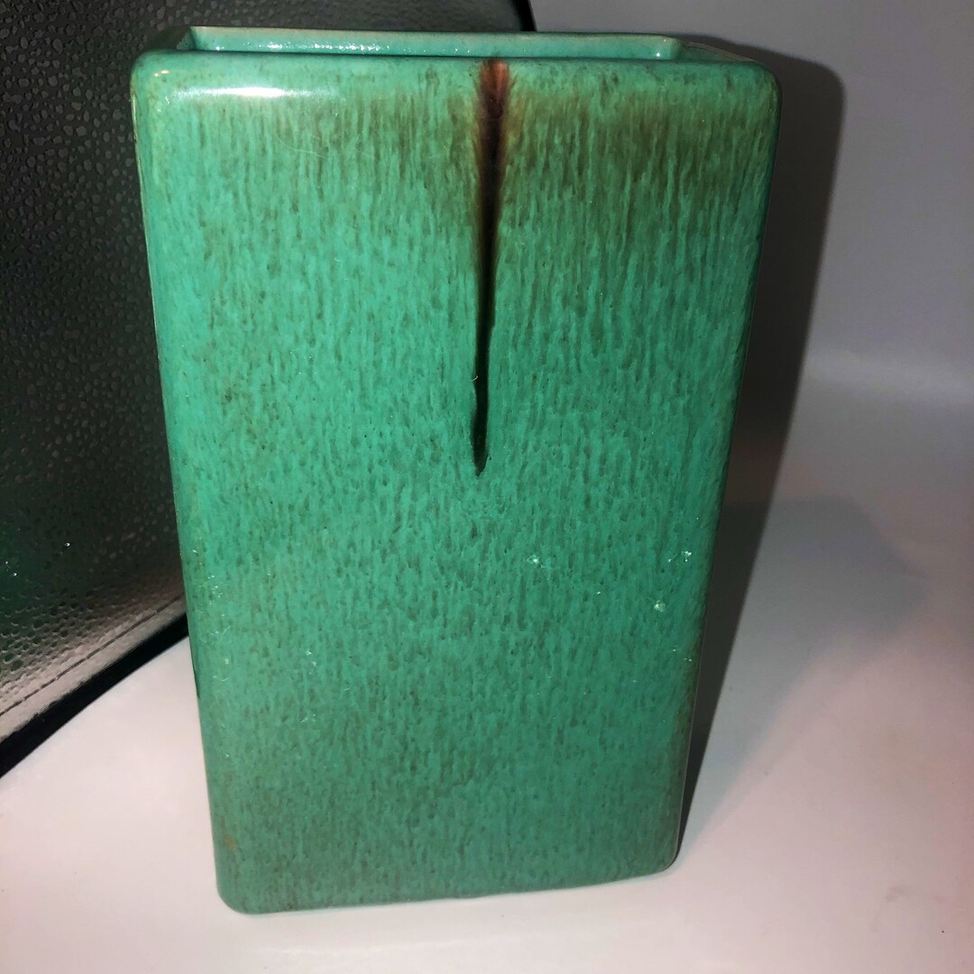 Vintage Gander Pottery Vase Bluish Green USA Amazing - Etsy