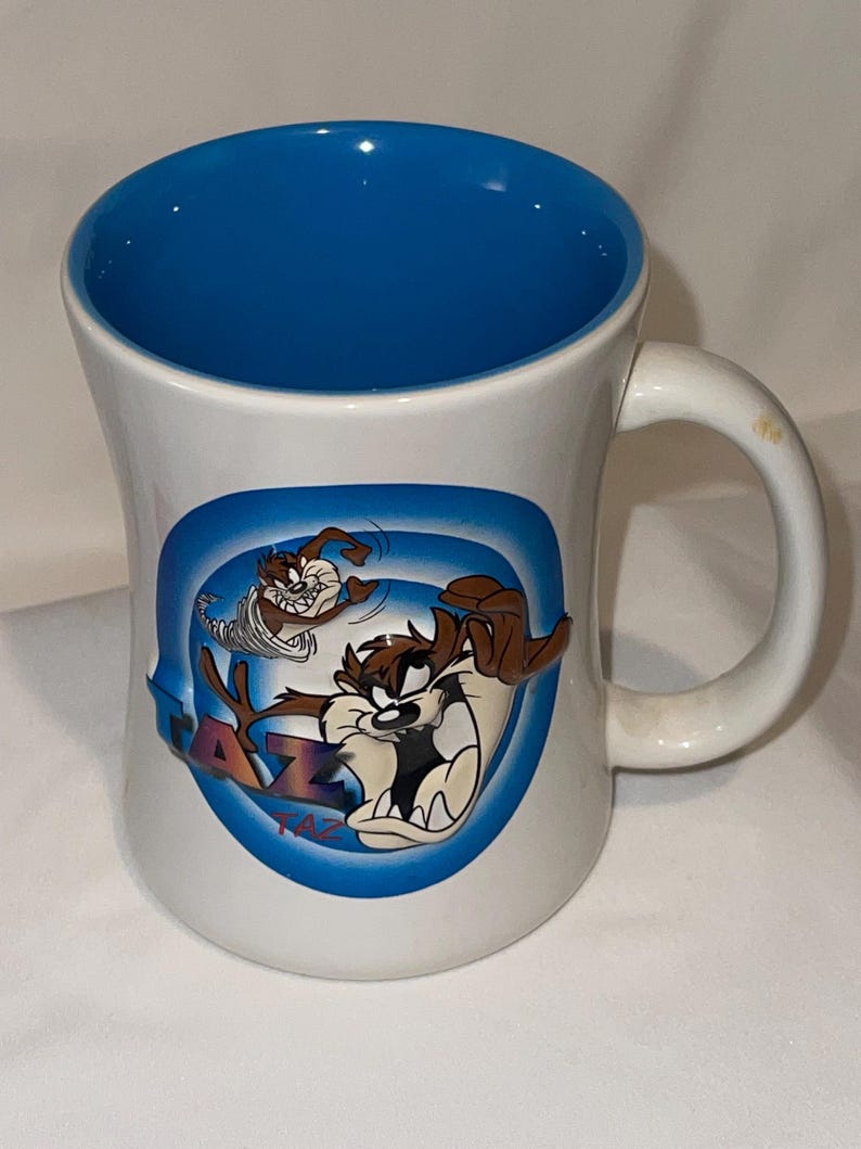 Six Flags Looney Tunes Taz Tasmanian Devil Warner Bros Coffee Mug 3D ...