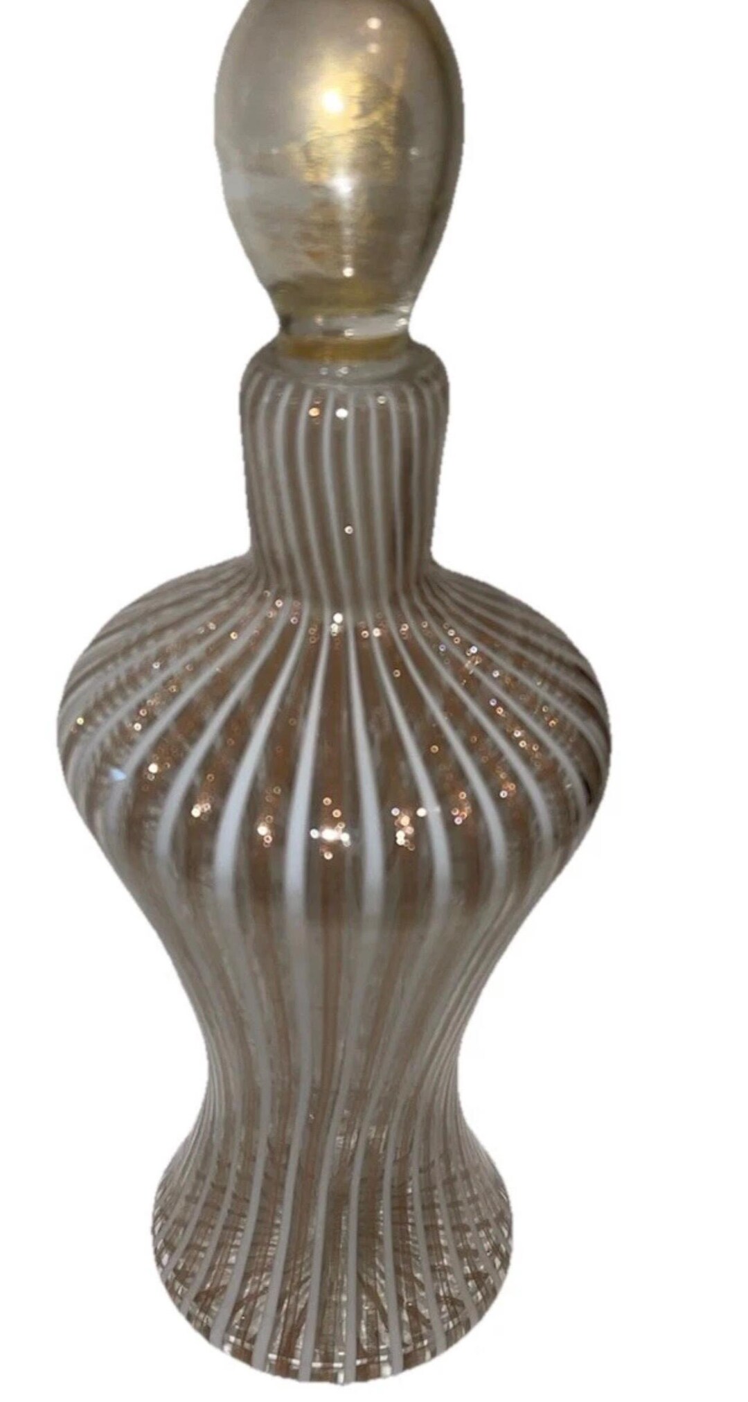 Vintage Murano Venetian / Studio Art Glass Latticino 10” Bottle - Etsy