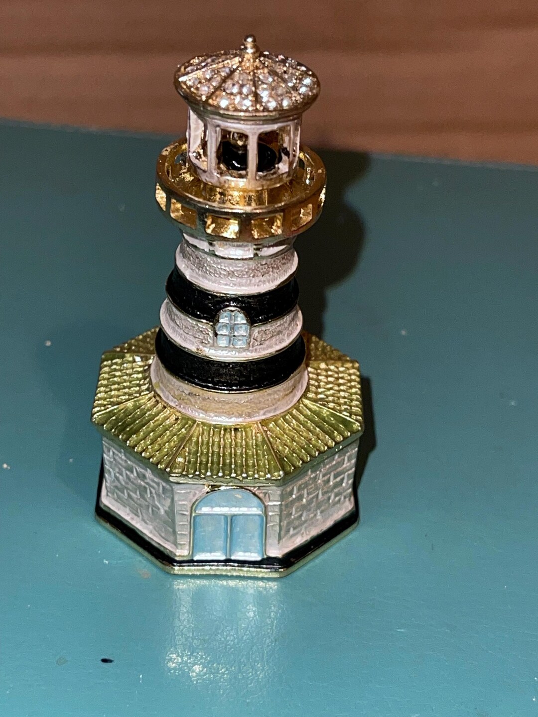 Bejeweled Hinged Enameled Metal Trinket Box Hobby Lobby Lighthouse - Etsy