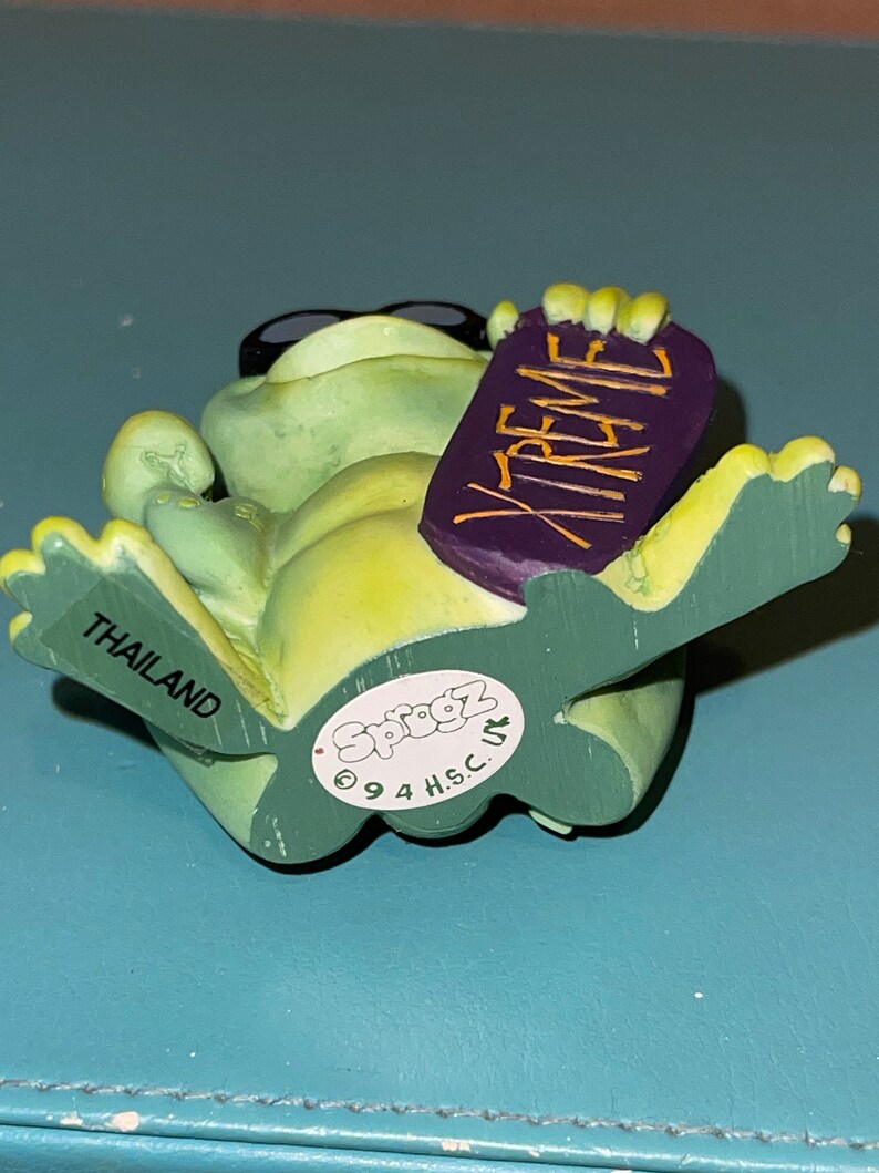 Retired Vintage Holland 1994 Sprogz Frog Figurine With Snowboard and ...