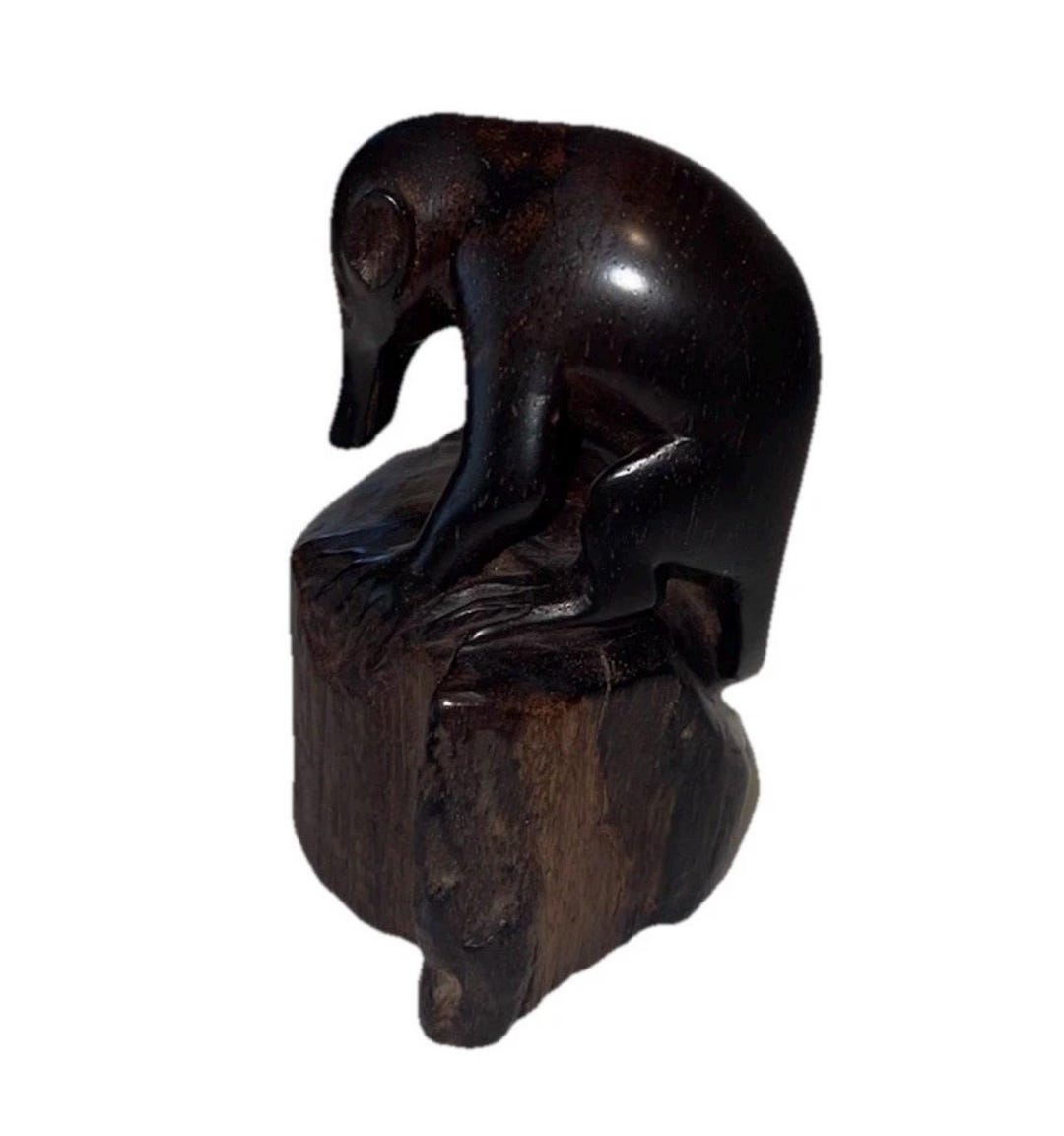 Vtg High Quality Carved Ironwood Aardvark Ant Eater Sculpture on Tree ...