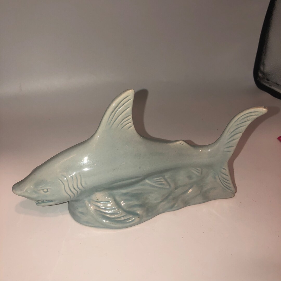 Vintage Ceramic Brazil Grey Shark Figurine 8 Inch - Etsy