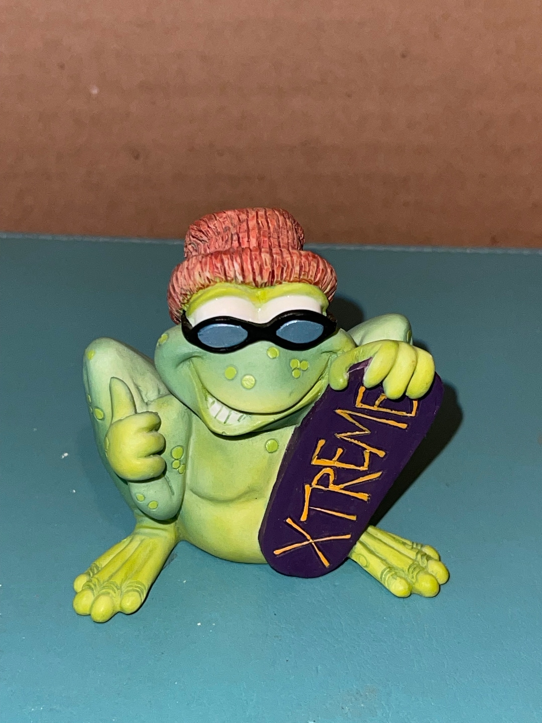 Retired Vintage Holland 1994 Sprogz Frog Figurine With Snowboard and ...