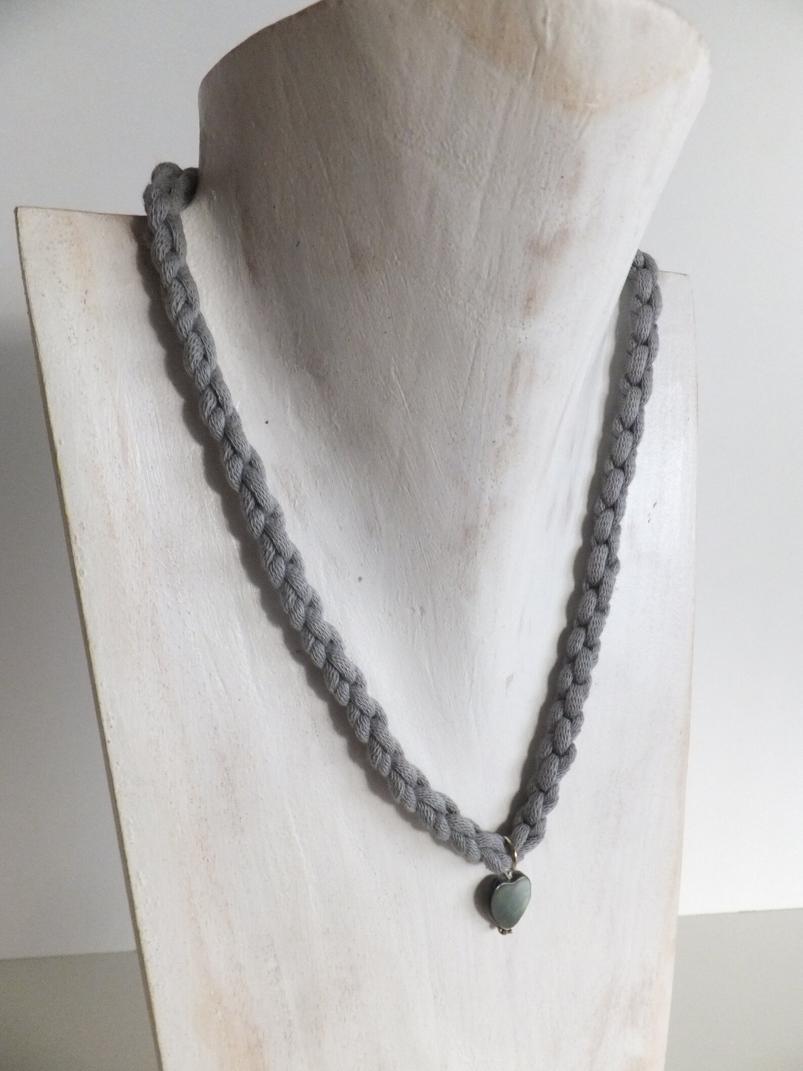 Short gray chain with heart pendant | Etsy