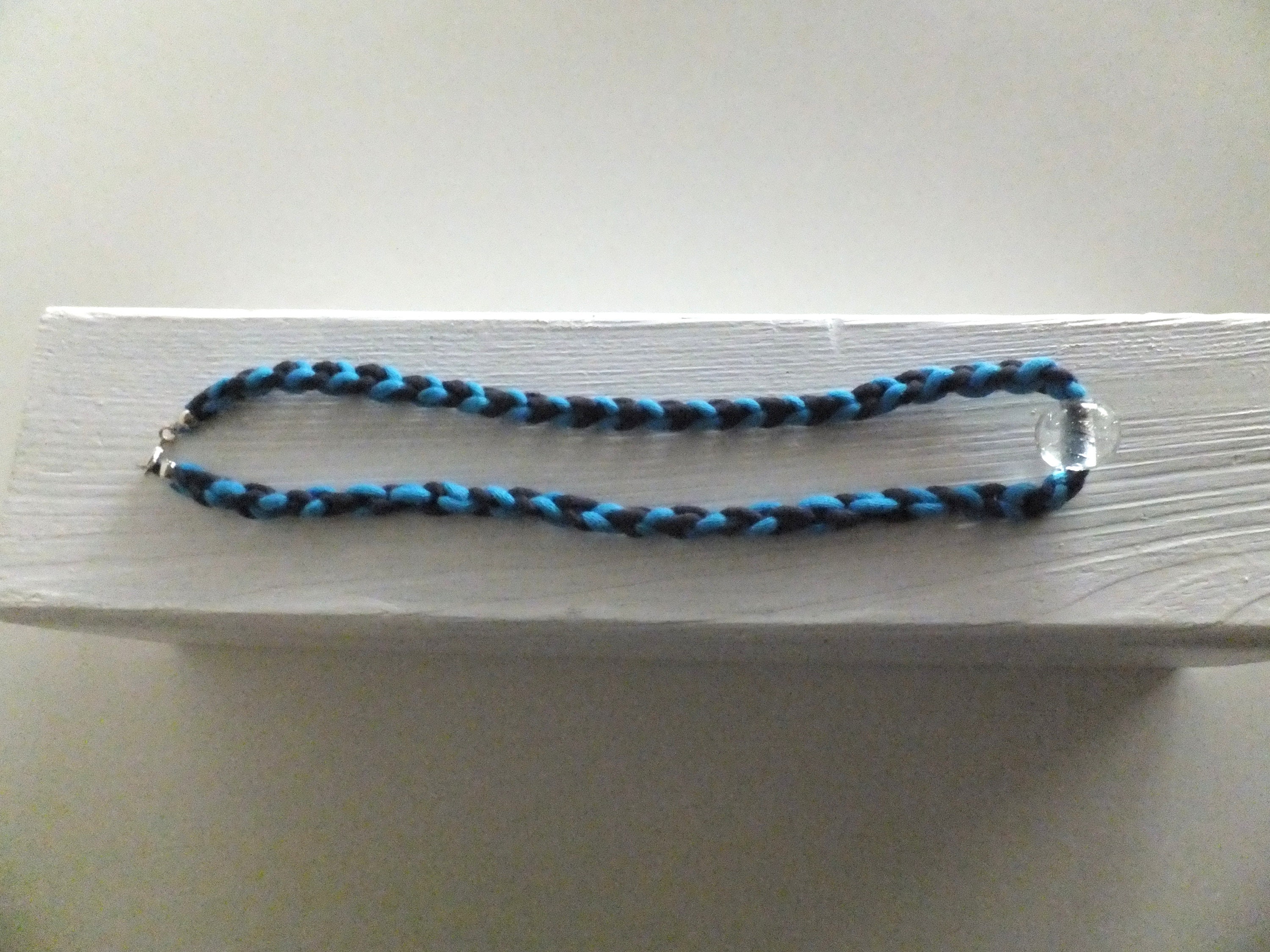 Short Blue Chain With Transparent Glass Bead - Etsy