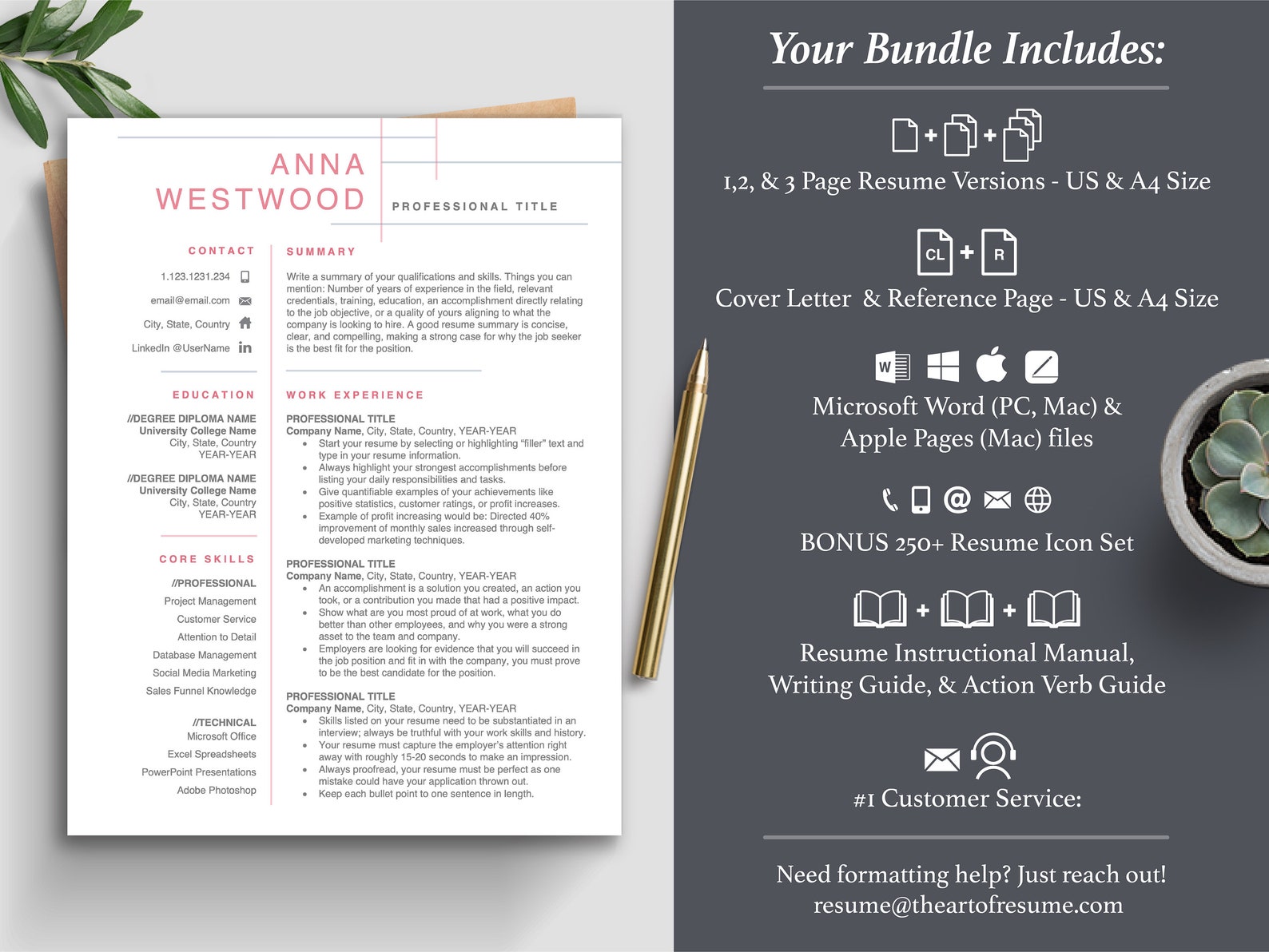 Creative Resume Template, Resumes, Modern CV Design, Marketing Resume ...