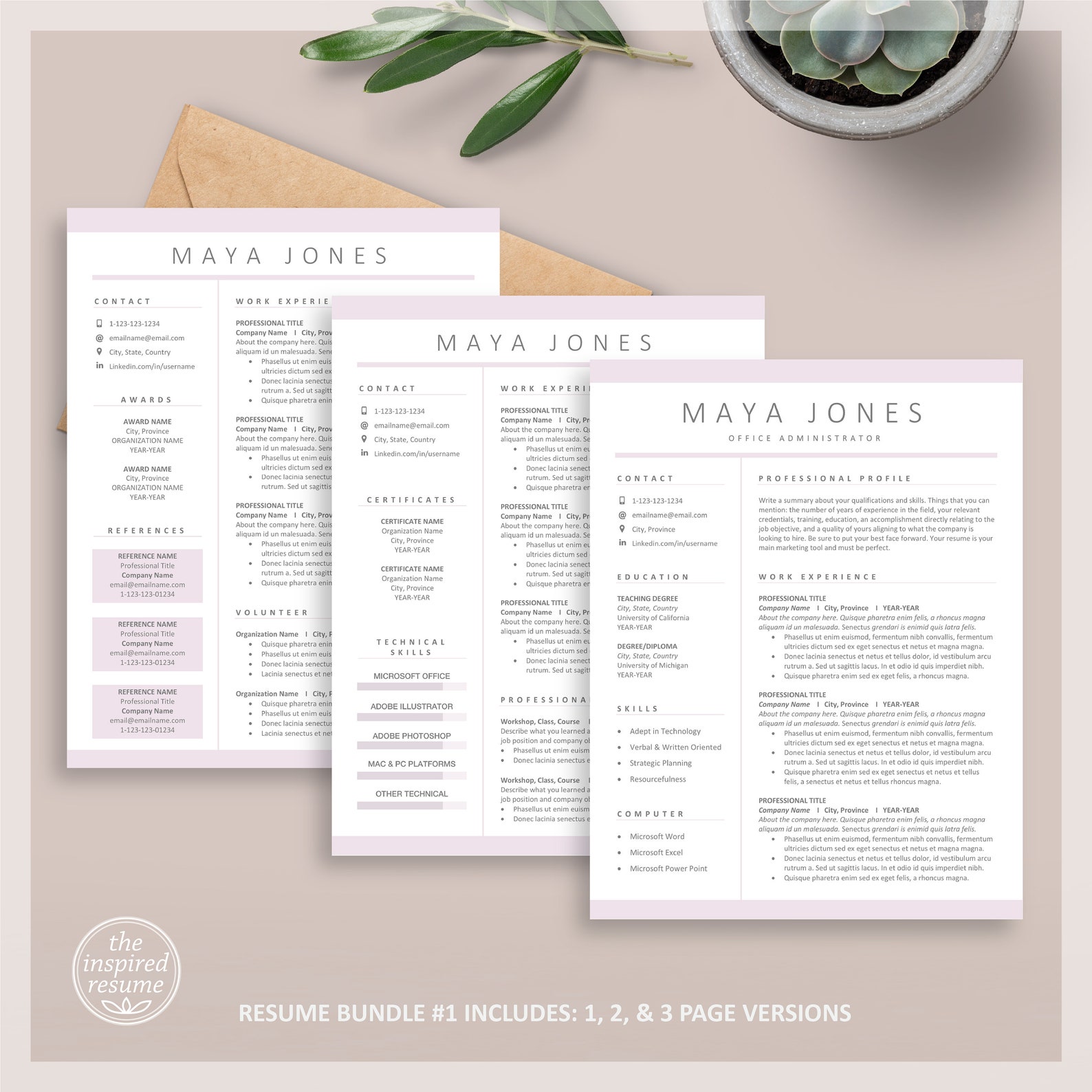 Professional Resume Bundle X3 Executive CV Resumes Modern - Etsy