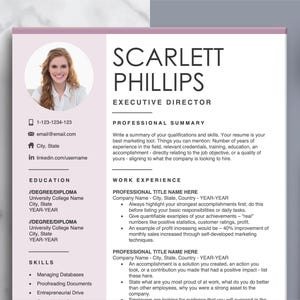 Resume Template With Photo Insert | 1 2 3 Page Resume Cover Letter ...