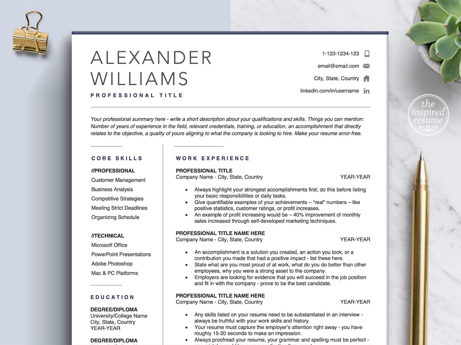 Executive Director Resume Template for Word & Mac Pages | CV Template ...