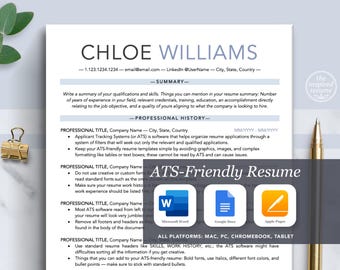 ATS Resume Template, Executive Resume Template Word & Google Docs ...