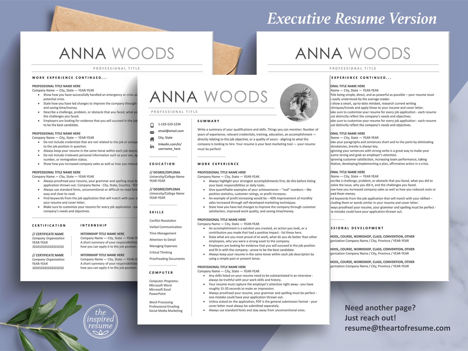 Professional Resume With Photo Insert | Modern Resume Template ...